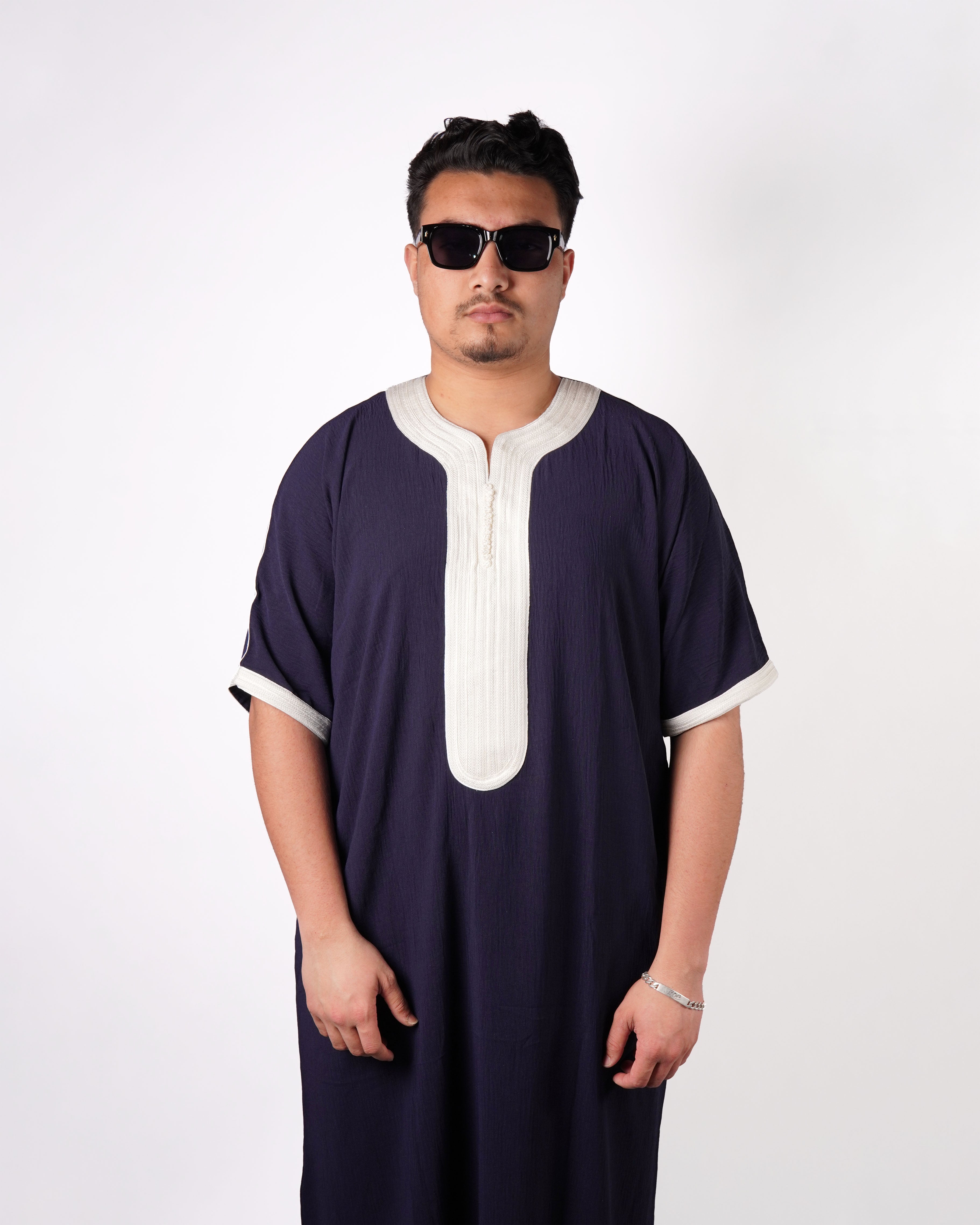 Moroccan Thobe | Navy white THOBE – Furqan